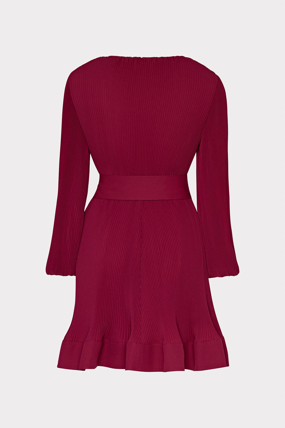 Liv Pleated Dress in Wine | MILLY