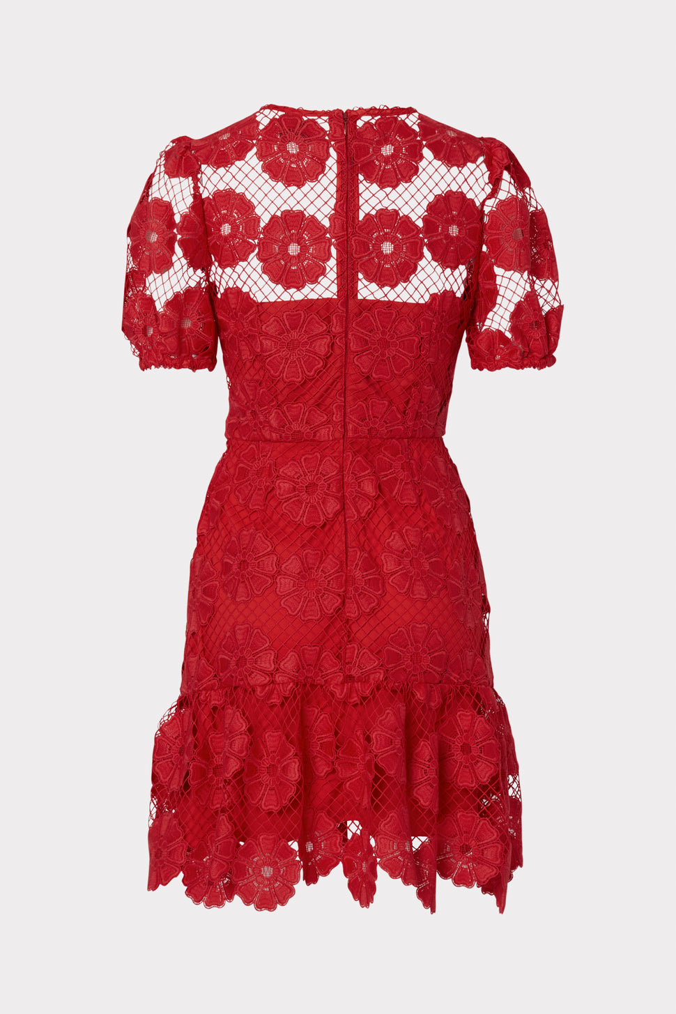 Yasmin Daisy Lace Dress in Red | MILLY