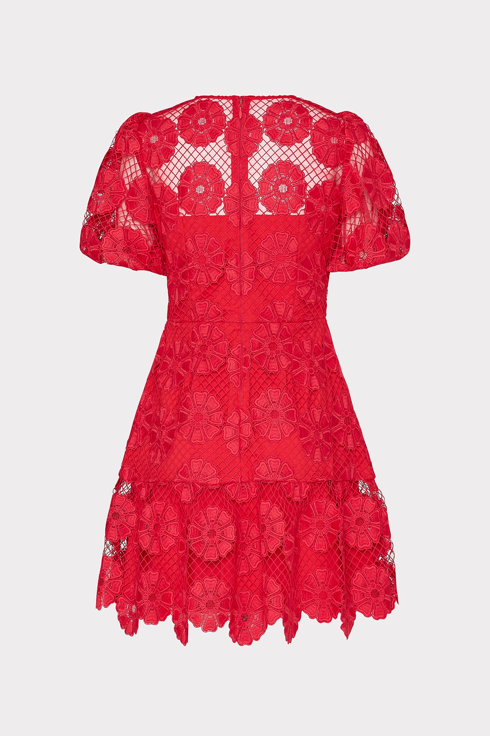 Yasmin Daisy Lace Dress in Red | MILLY
