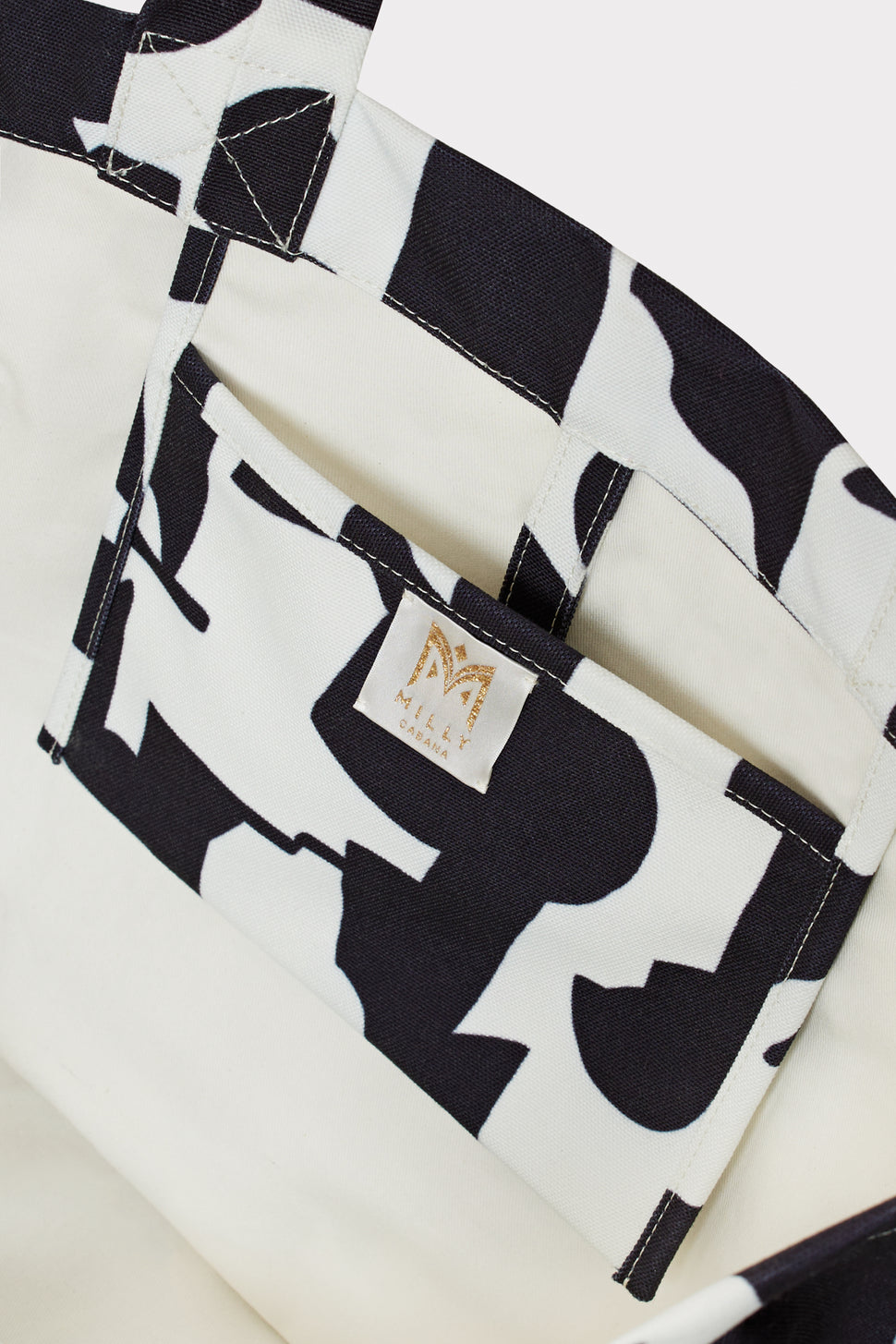 Milly Mimi Canvas Tote Bag in Black and White Print | MILLY